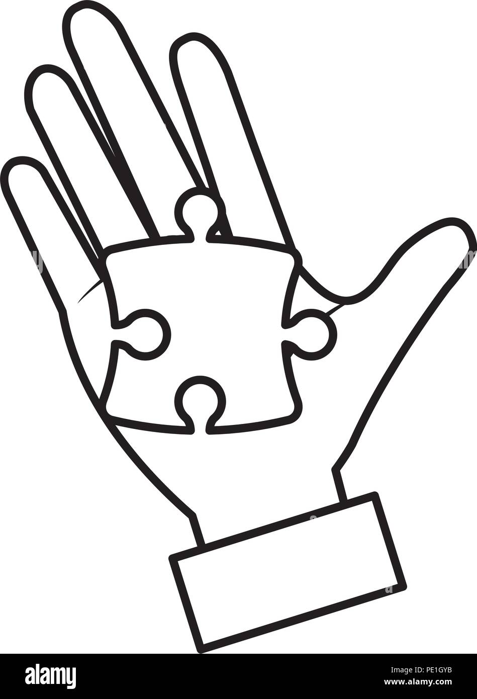 hand with puzzle game piece vector illustration design Stock Vector ...