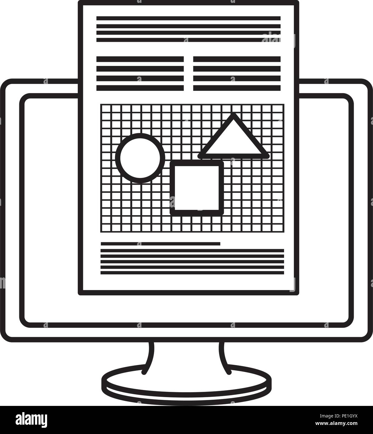 computer display with document vector illustration design Stock Vector ...