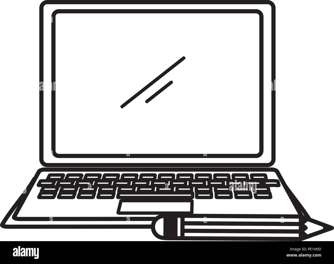 laptop computer with pencil vector illustration design Stock Vector ...