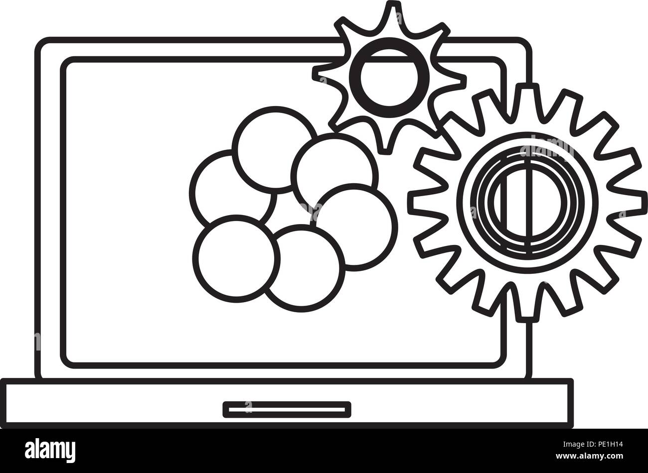 laptop computer with gears vector illustration design Stock Vector ...