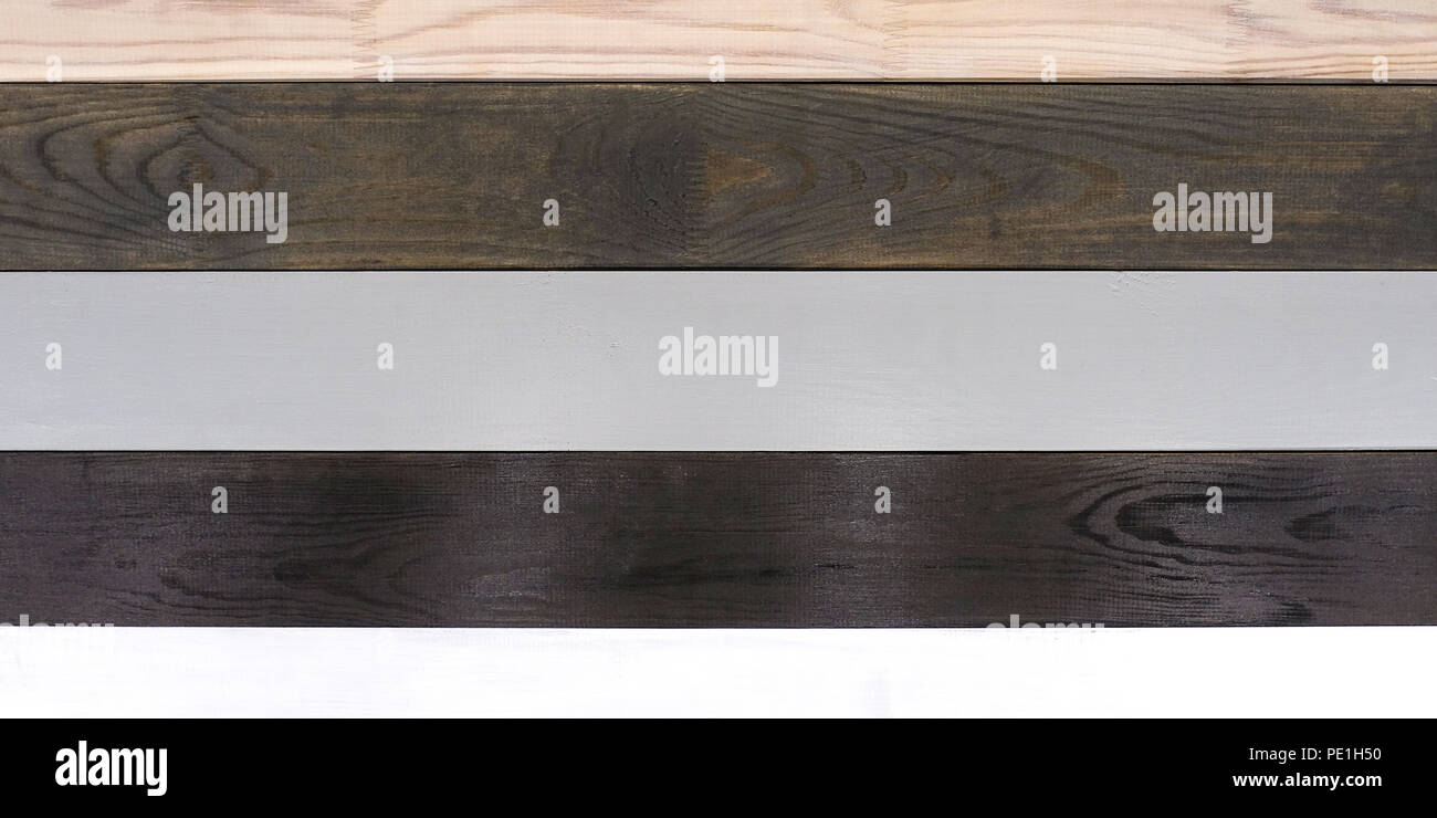 Polished Board. Different types of wood. White oak. Bog oak. Light ...