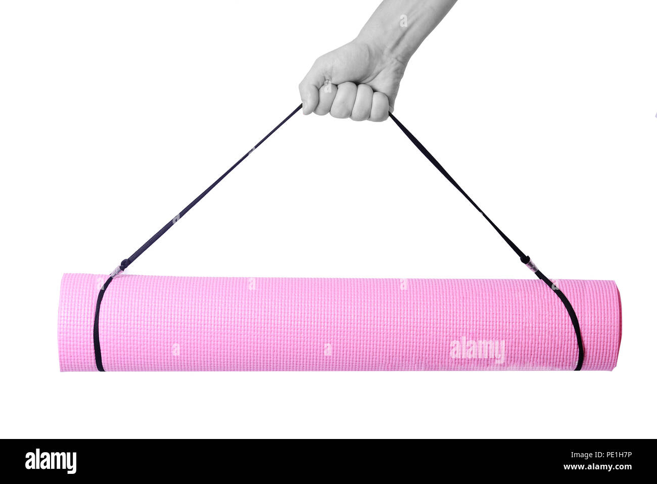 pink yoga mat on a white background ,isolated Stock Photo - Alamy