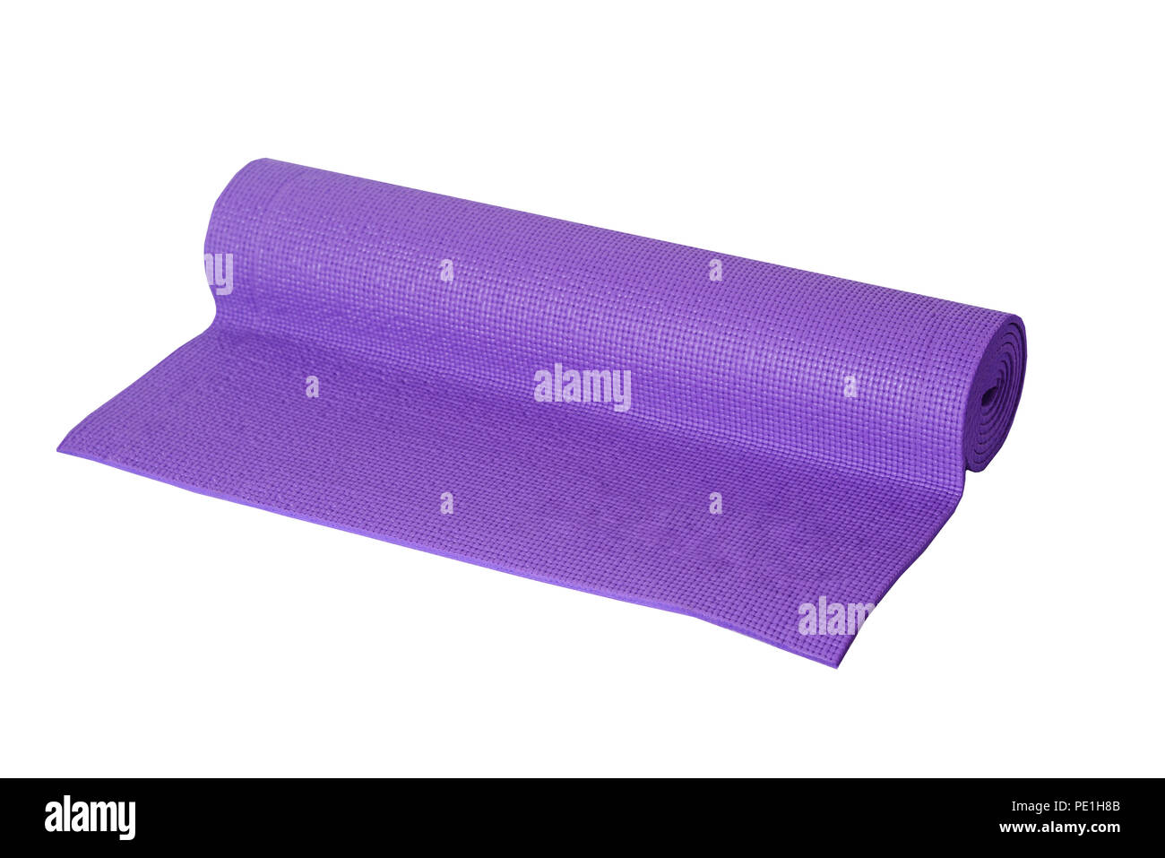 violet yoga mat on a white background ,isolated Stock Photo - Alamy