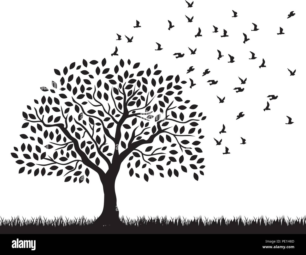 tree and birds Stock Vector Image & Art - Alamy