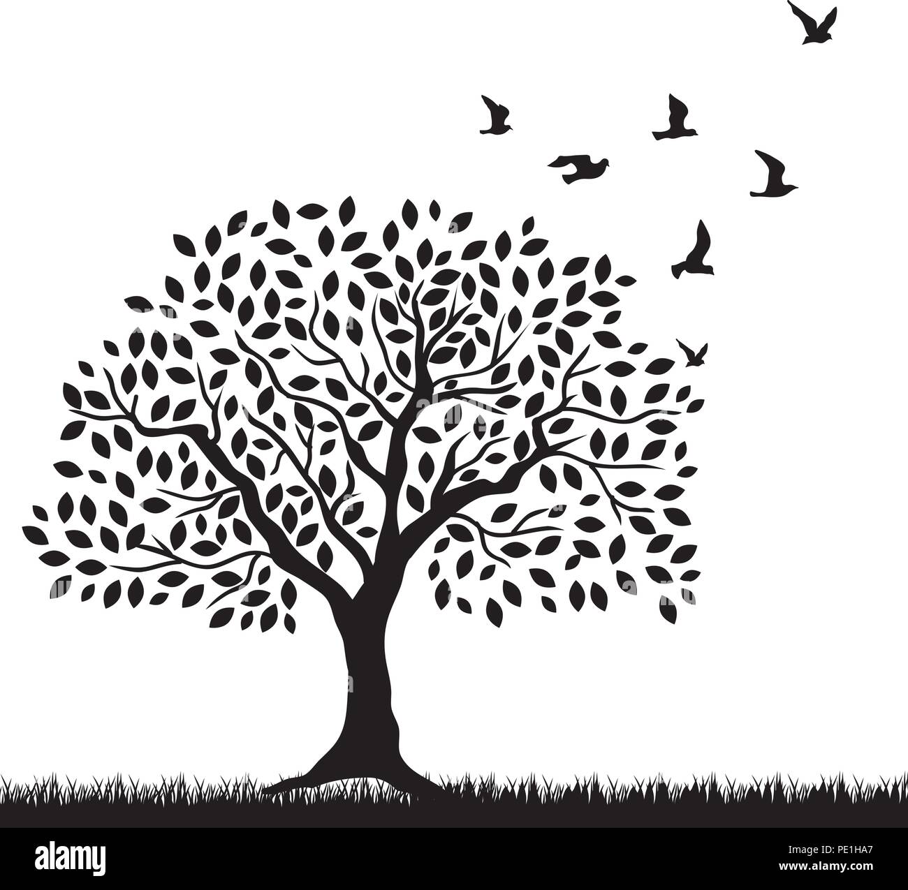 tree and birds Stock Vector Image & Art - Alamy