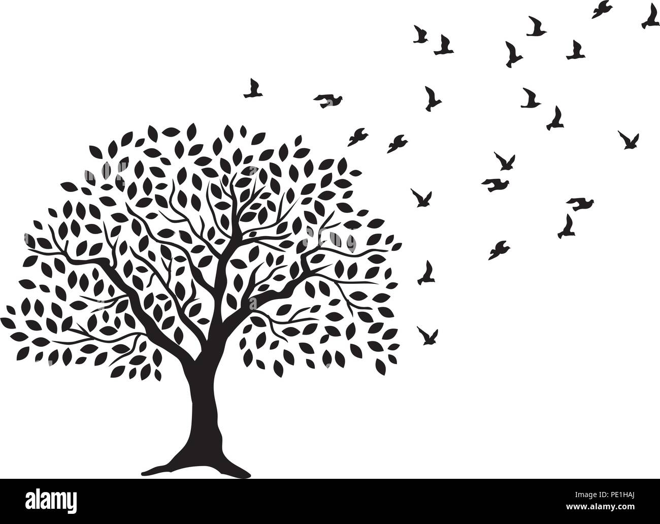tree and birds Stock Vector Image & Art - Alamy
