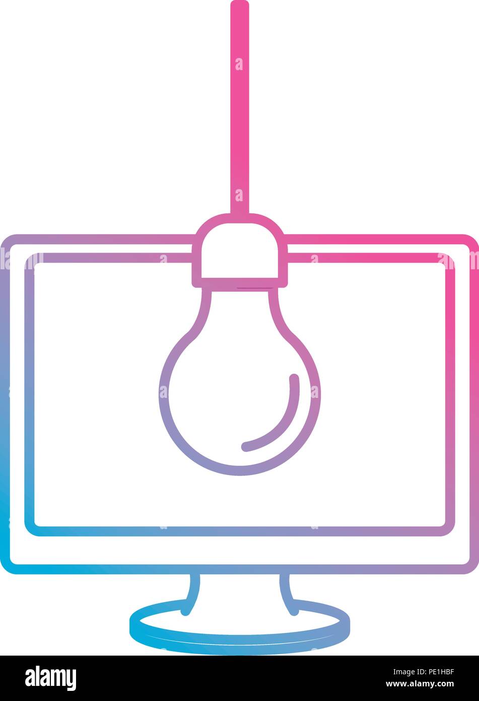 computer display with bulb hanging vector illustration design Stock ...