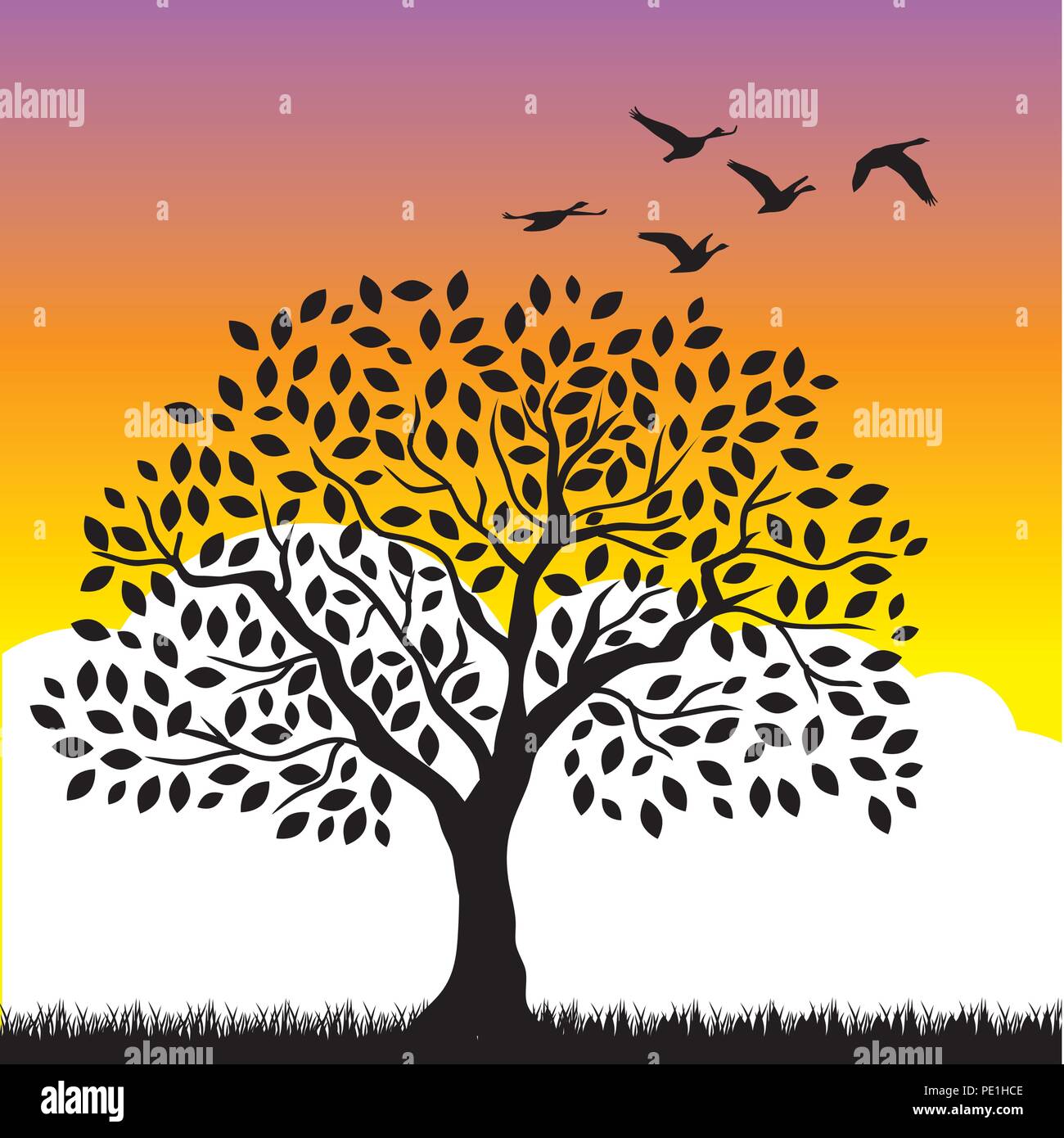 tree and birds Stock Vector Image & Art - Alamy