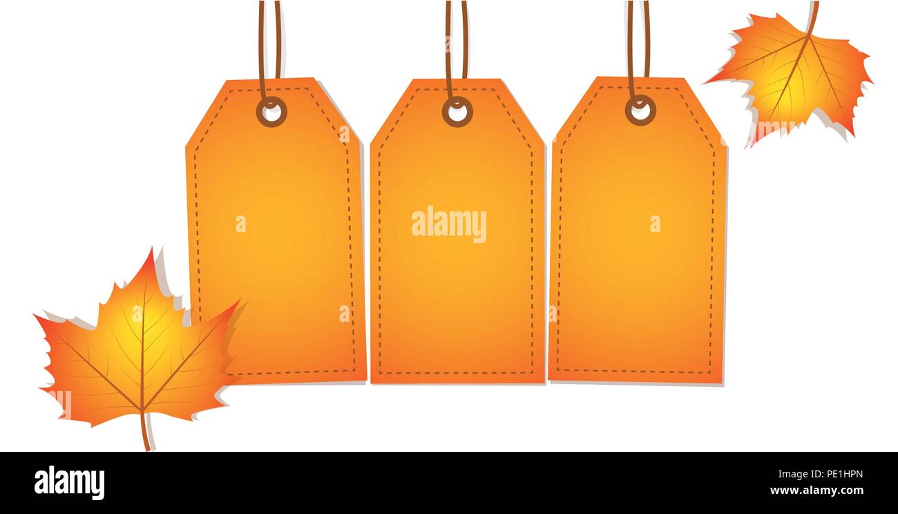 orange labels with autumn leaves vector illustration EPS10 Stock Vector ...