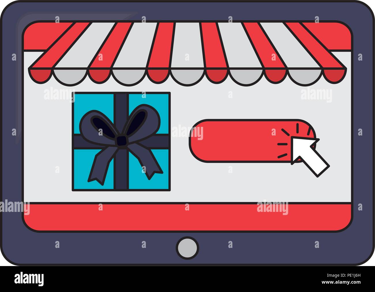 tablet gift box clicking buy online vector illustration Stock Vector ...