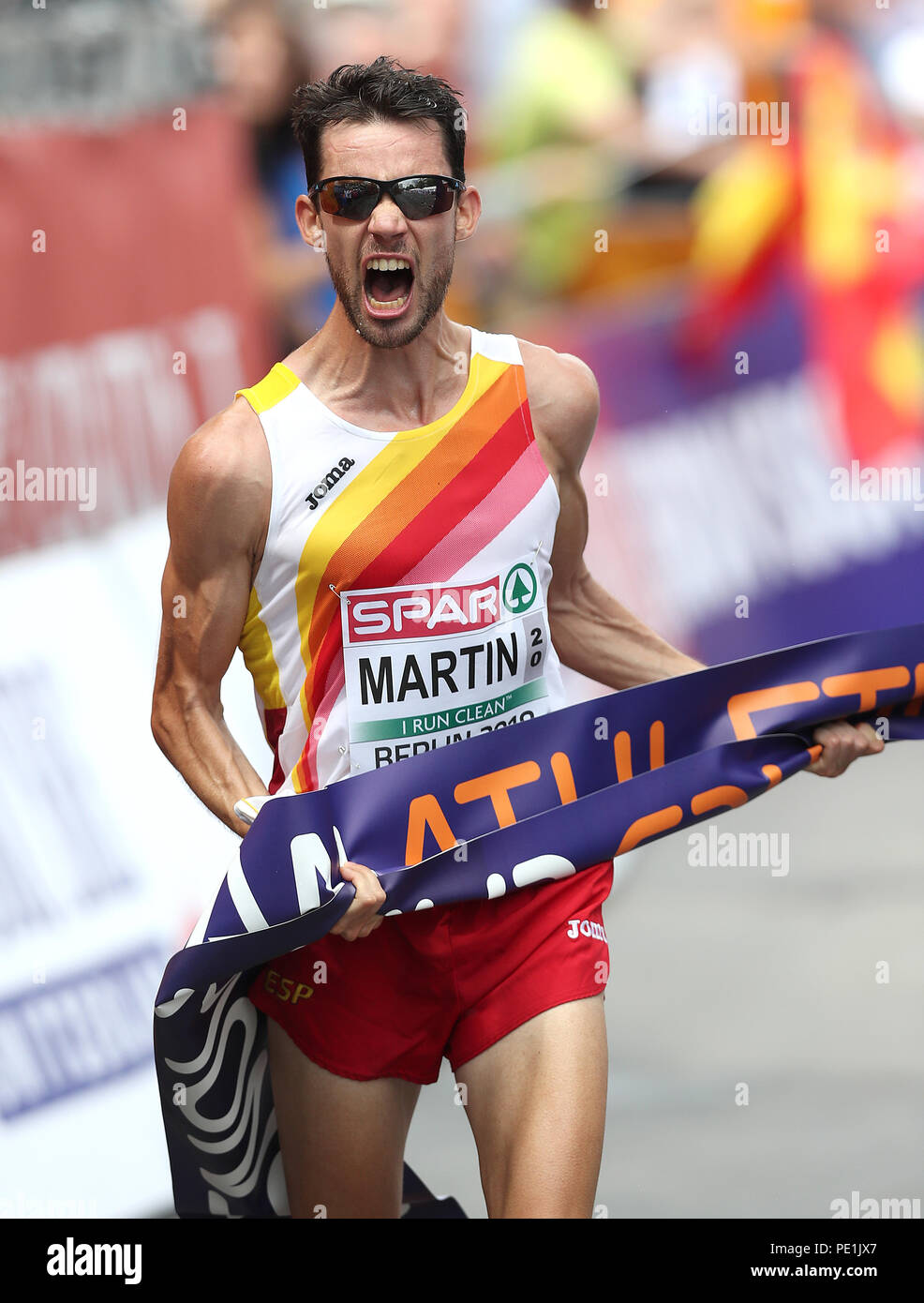Spain's Alvaro Martin celebrates winning the Mens 20KM Race Walk ...