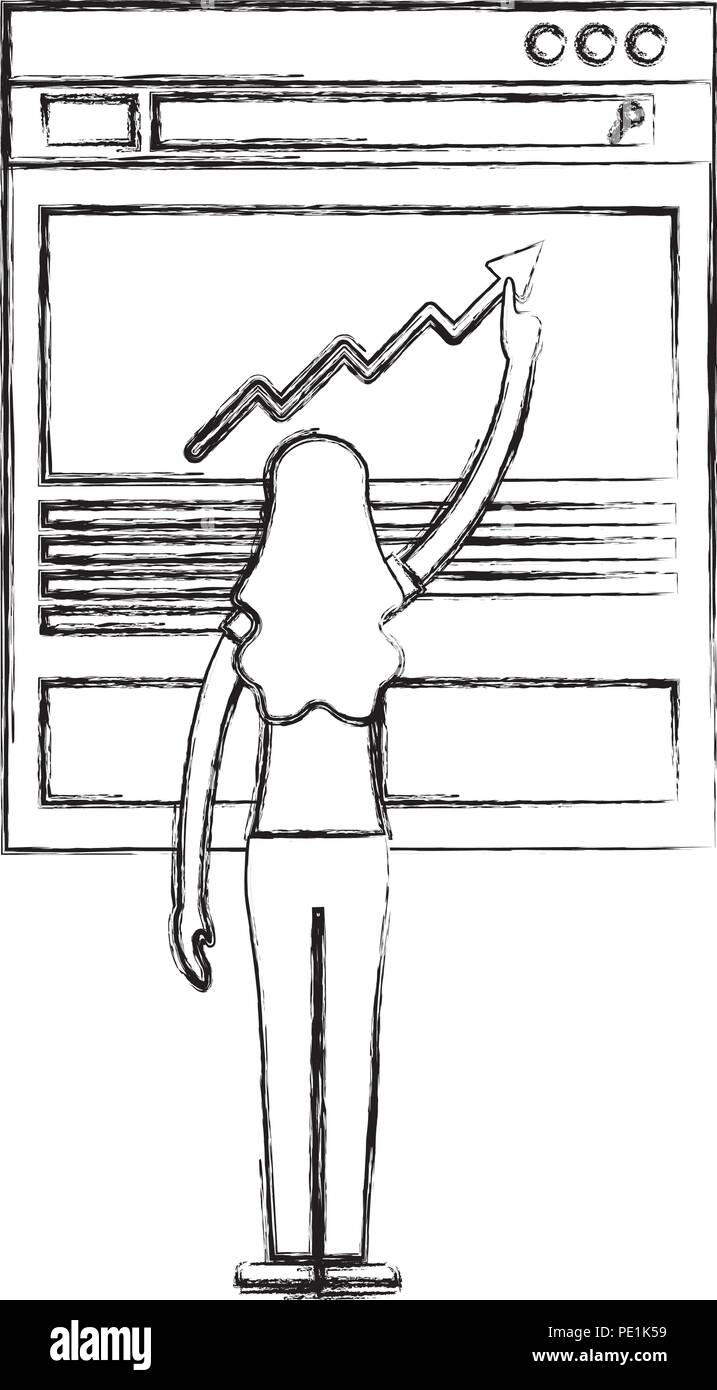 woman website financial business growth arrow vector illustration hand drawing Stock Vector ...