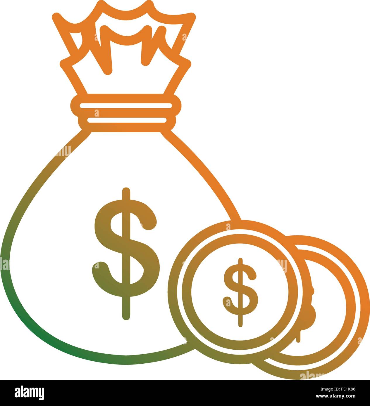 money bag with coins vector illustration design Stock Vector Image ...