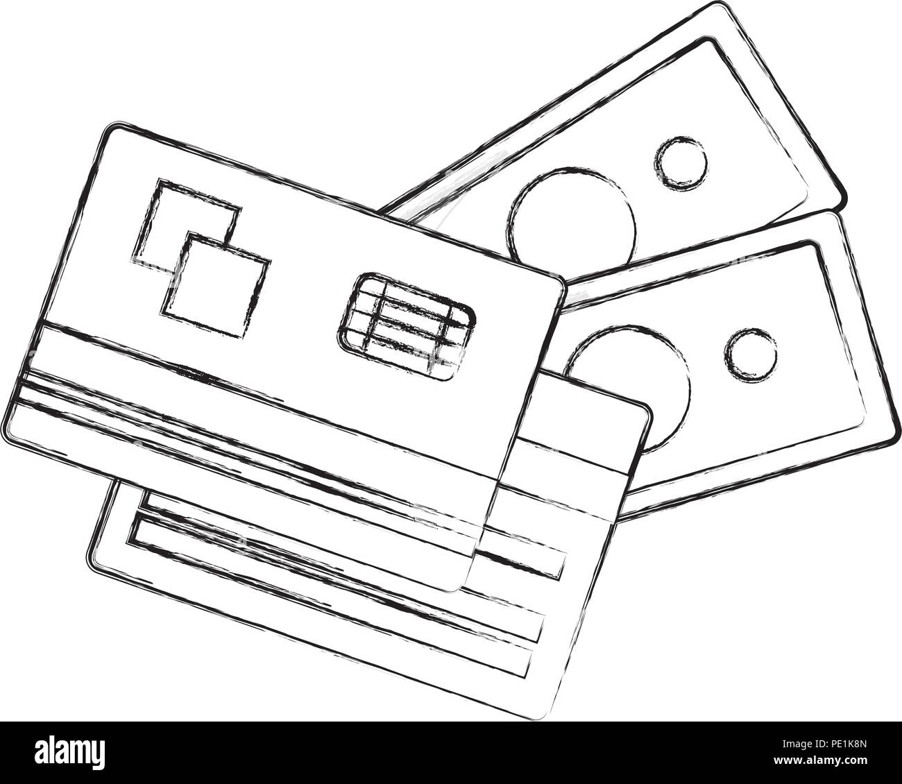 bank cards credit debit banknote money cash vector illustration hand ...