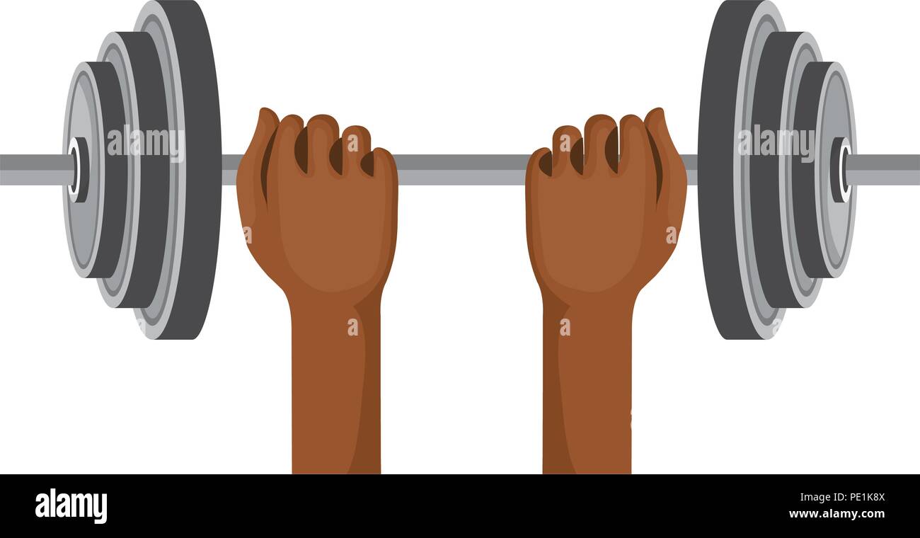 Human hands lifting barbell Stock Vector Images - Alamy