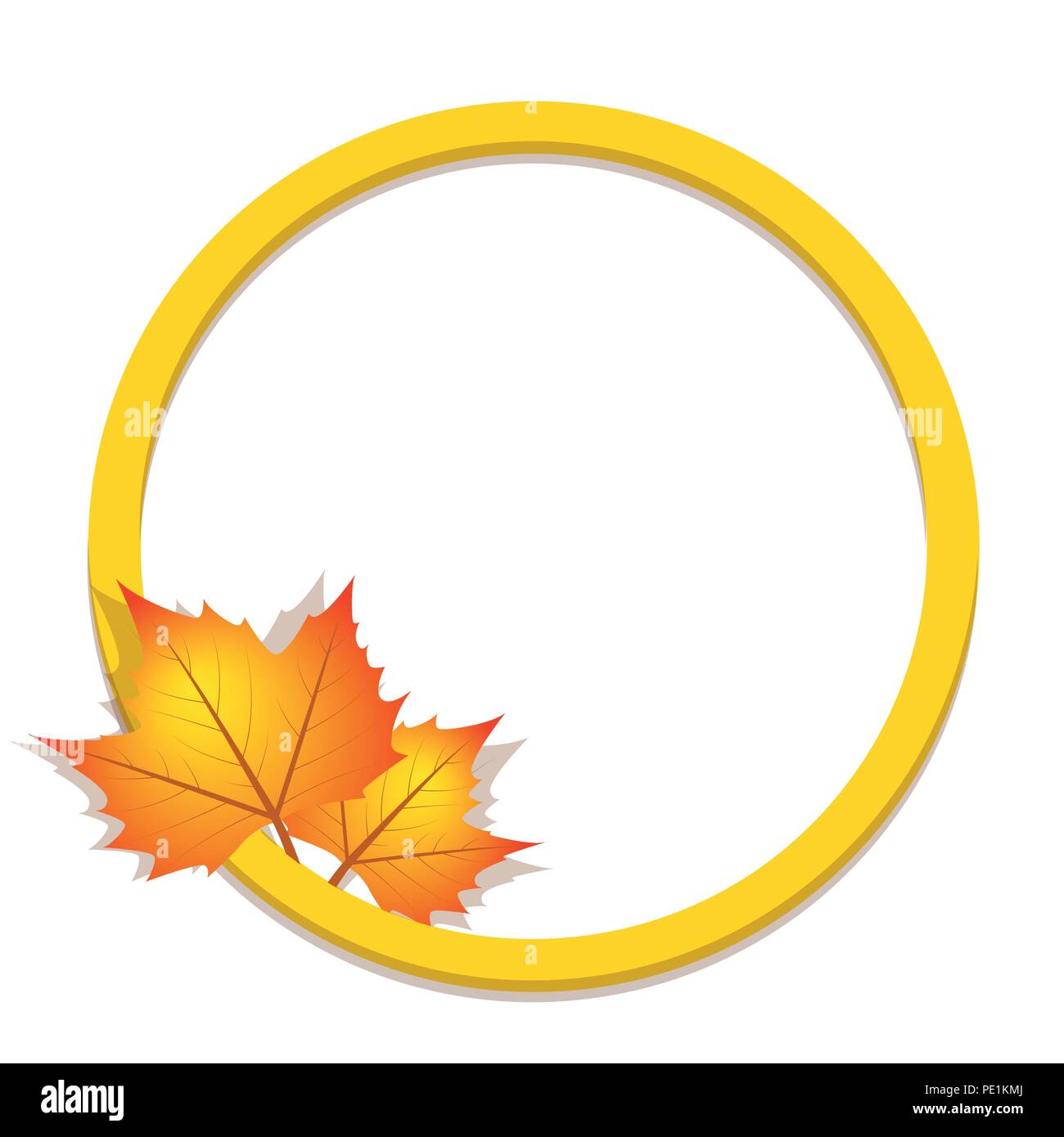 round label with autumn leaves vector illustration EPS10 Stock Vector ...