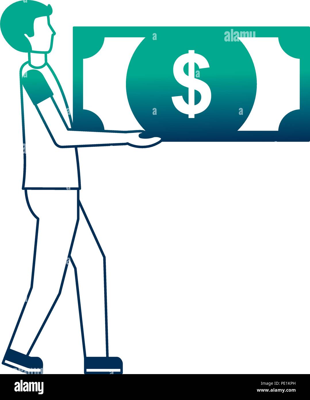 young man with bill dollar avatar character vector illustration design ...