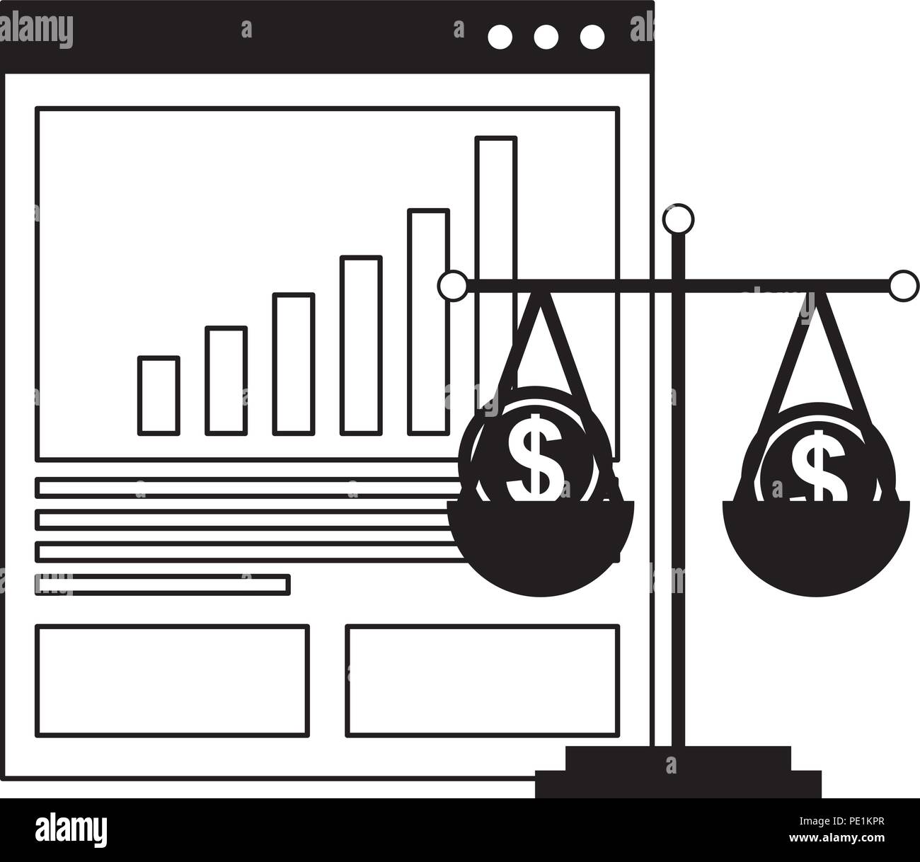 web page template with balance scale and coins vector illustration ...