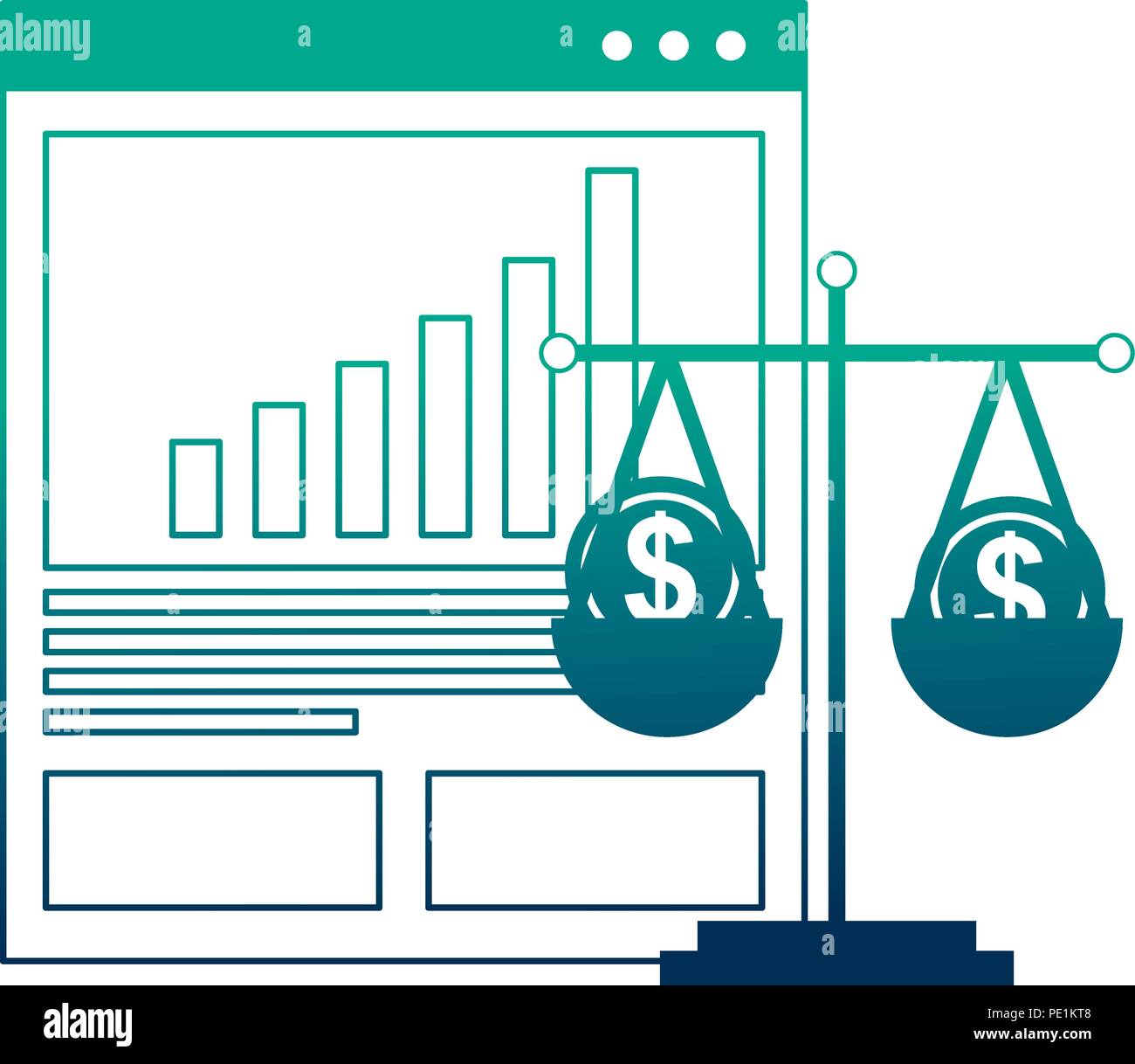 web page template with balance scale and coins vector illustration ...