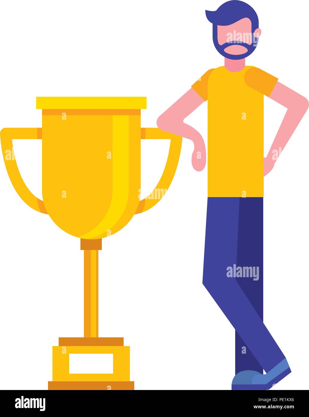 young man with trophy avatar character vector illustration design Stock ...