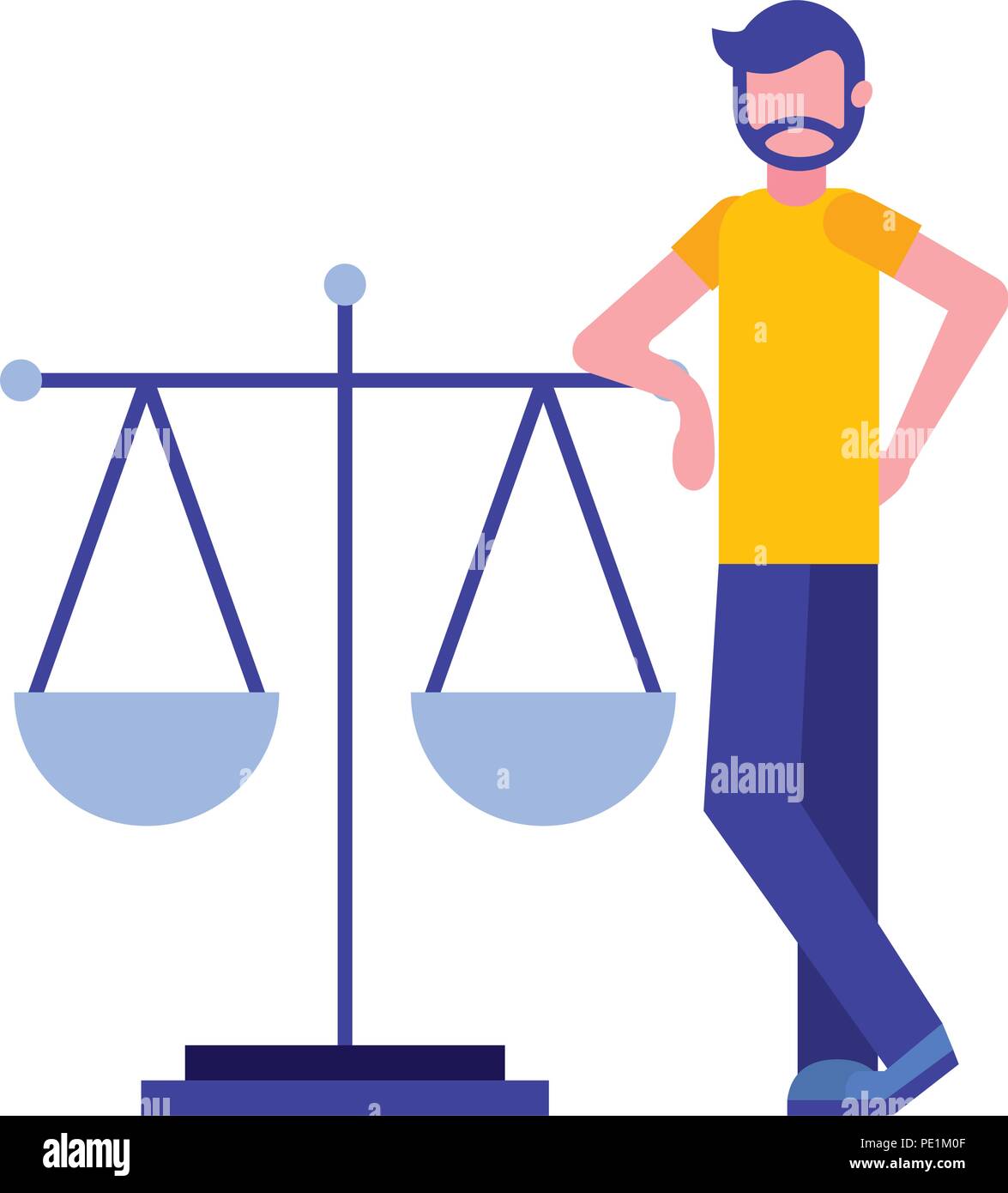 young man with balance scale isolated icon vector illustration design ...