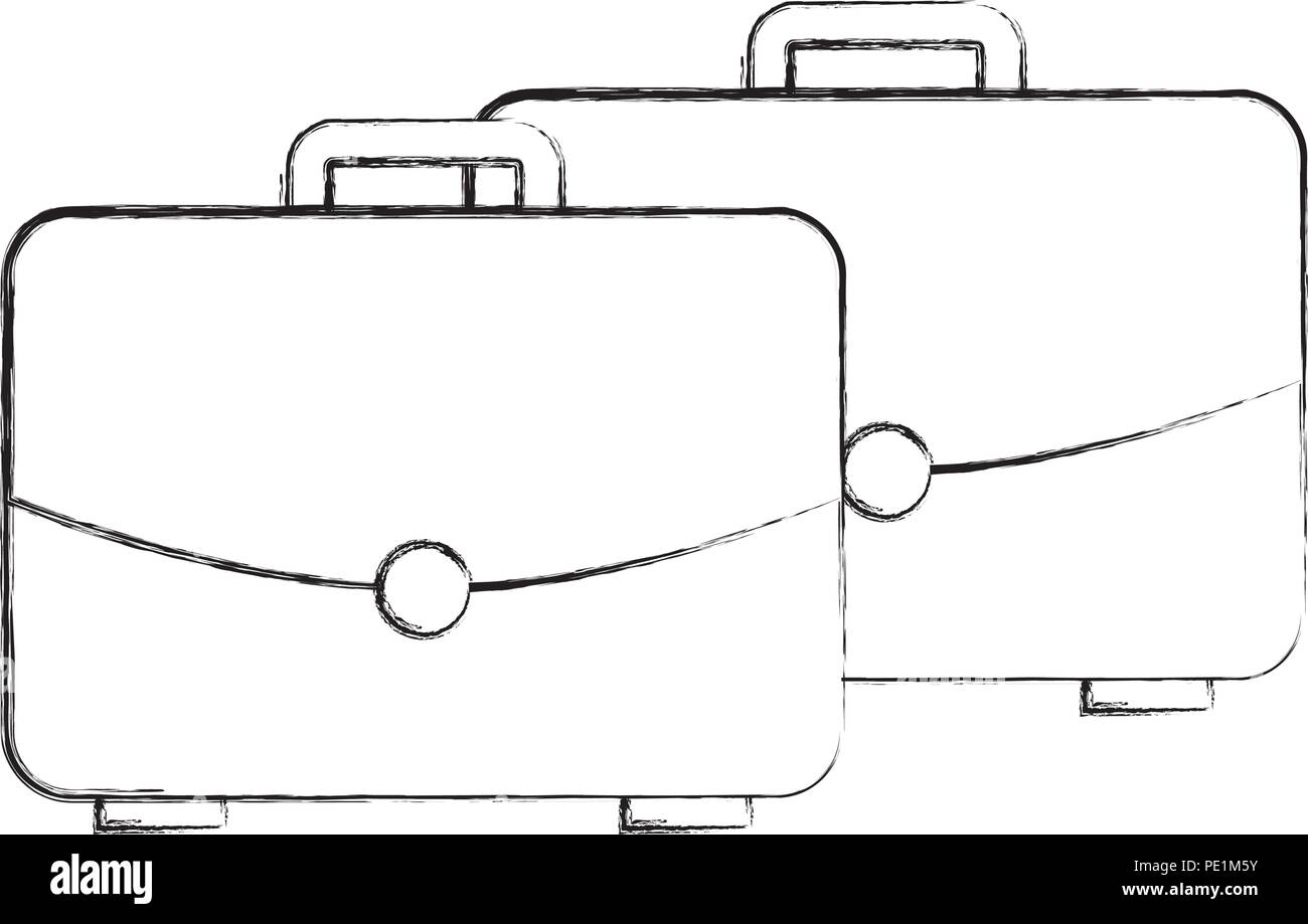 two business briefcase equipment accessories vector illustration hand ...