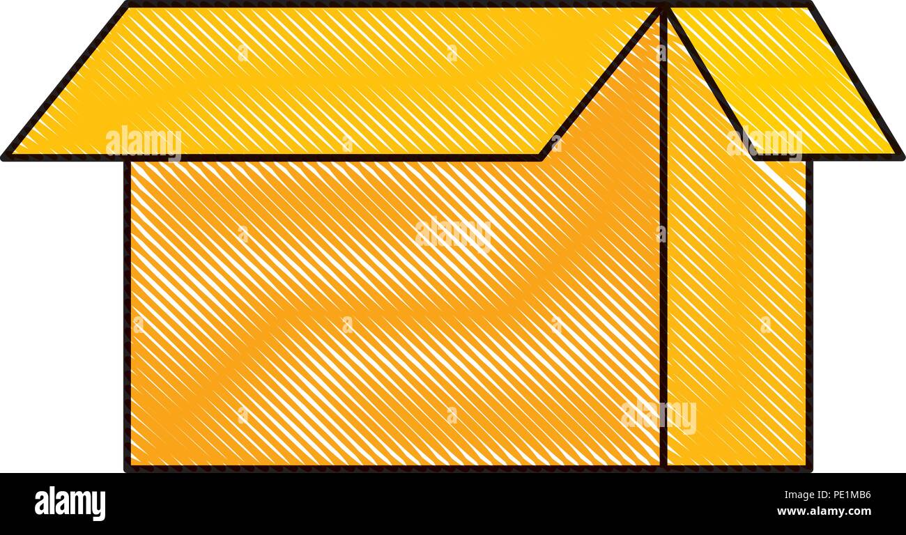 open cardboard box package empty vector illustration drawing color ...