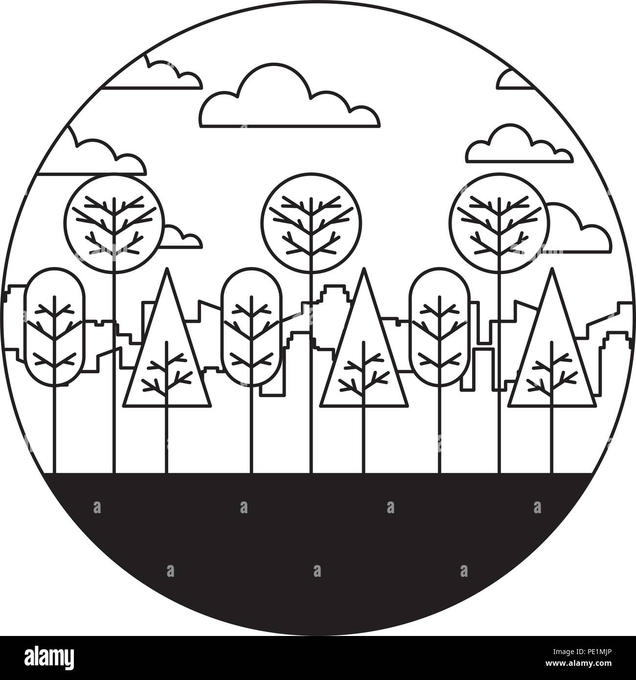 landscape nature with tree plant isolated icon vector illustration ...