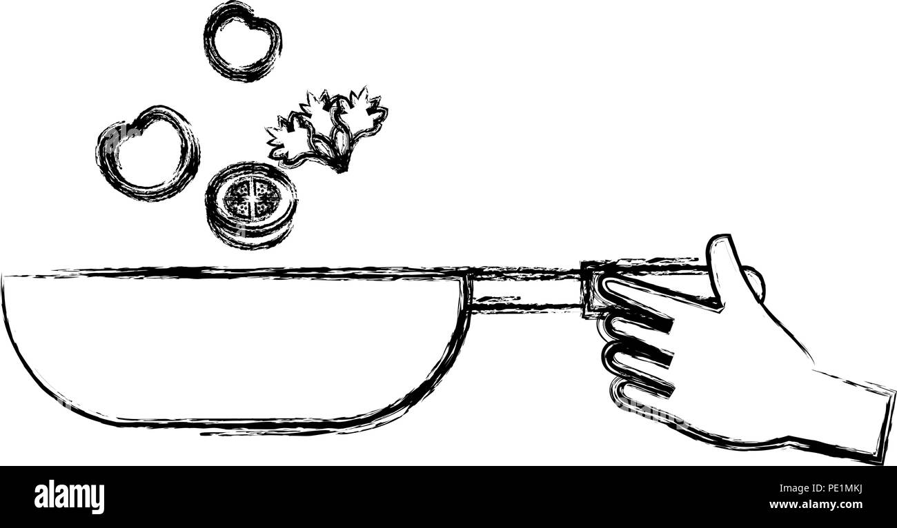 hand with pan cooking vegetables Stock Vector Image & Art - Alamy