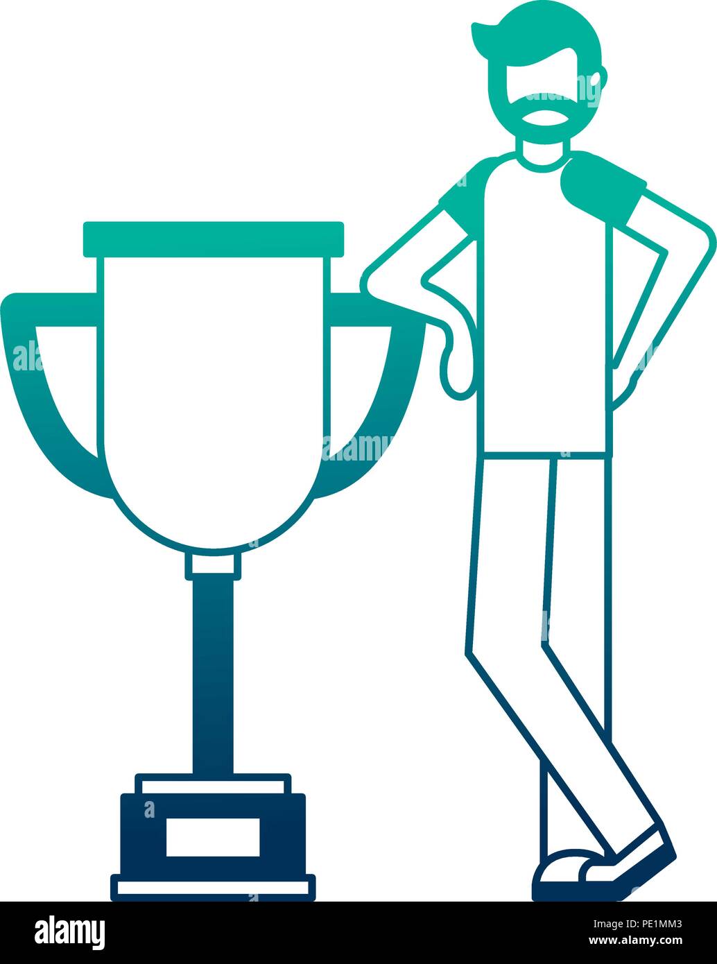young man with trophy avatar character vector illustration design Stock ...