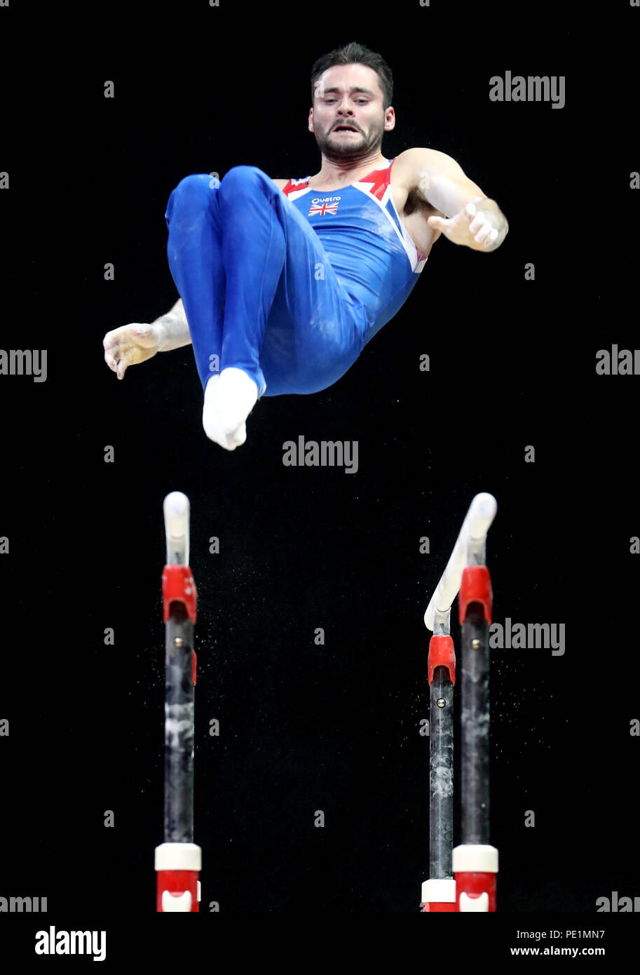 Great Britain's James Hall competes on the parallel bars in the Men's ...