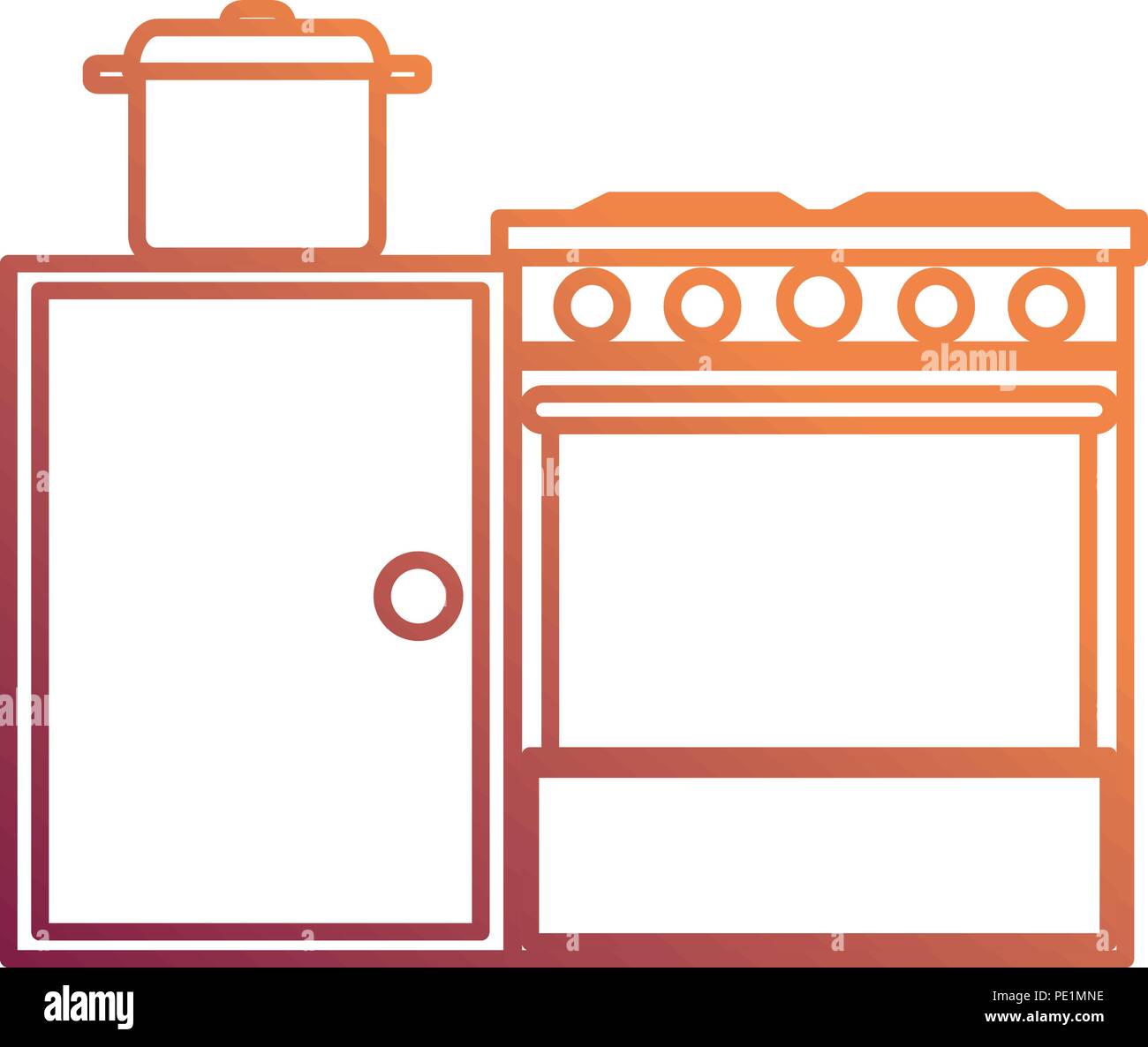 kitchen oven with pot and drawer Stock Vector Image & Art - Alamy
