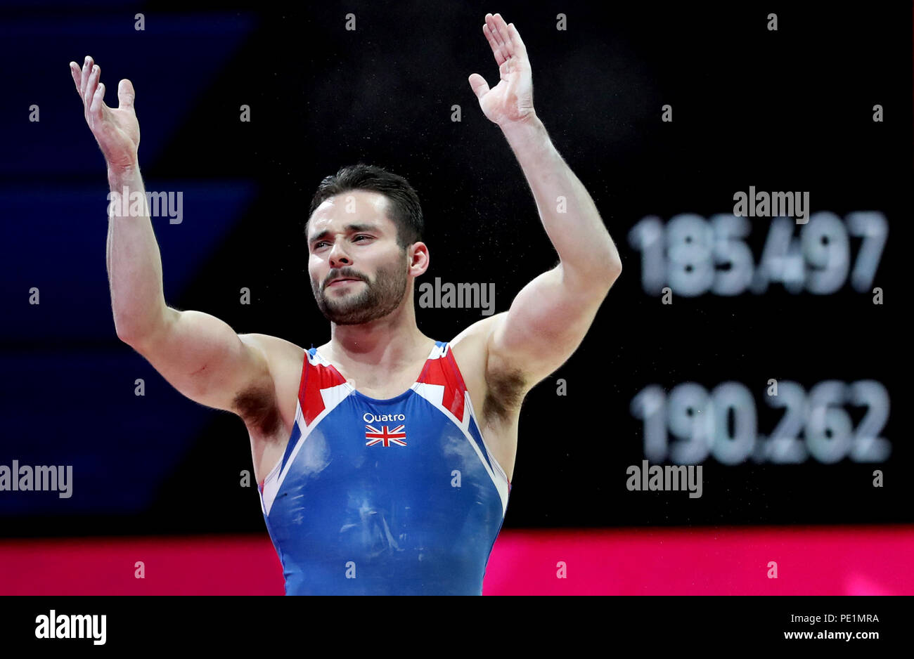 Great Britain's James Hall after competing on the parallel bars in the ...