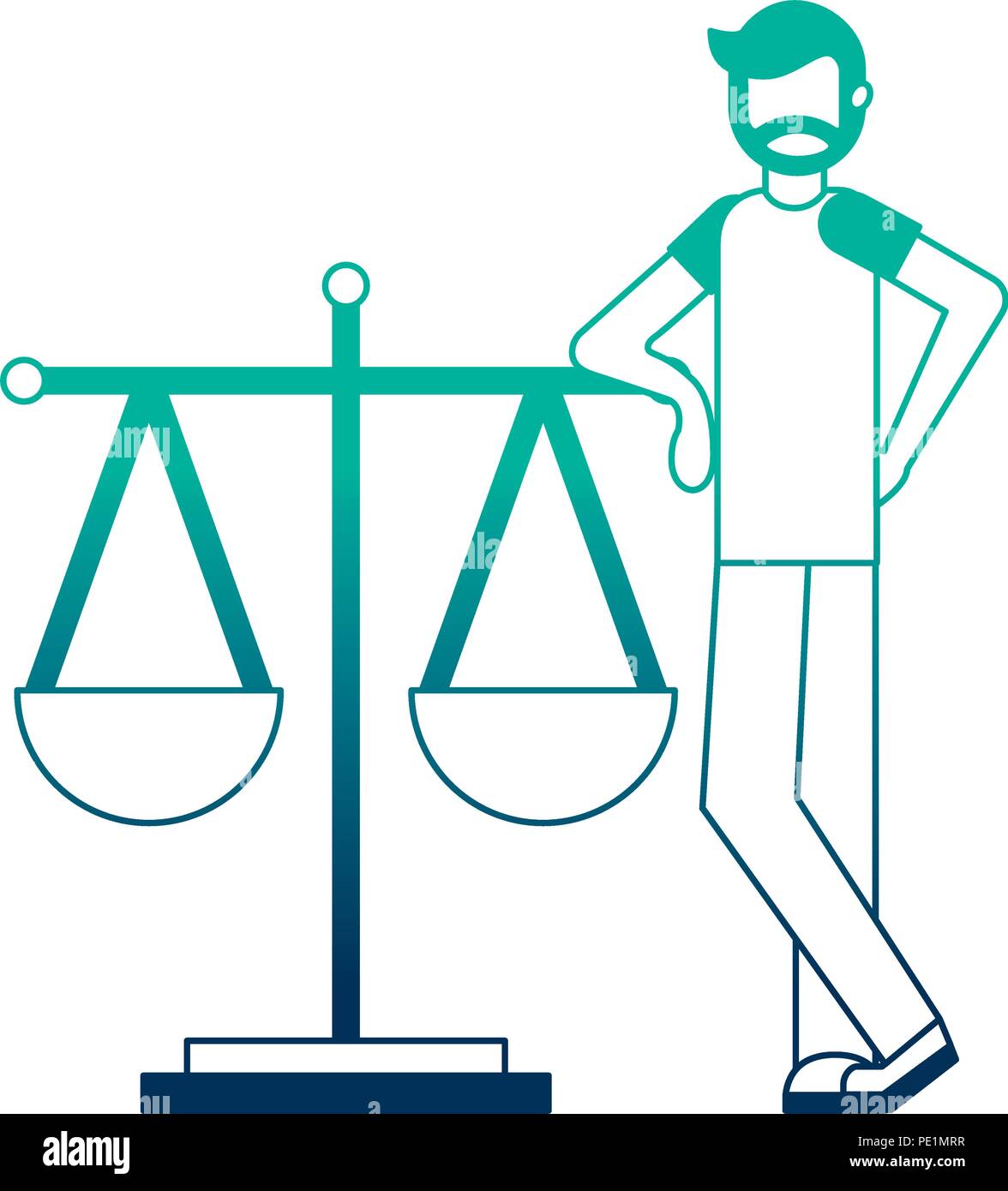 young man with balance scale isolated icon vector illustration design ...