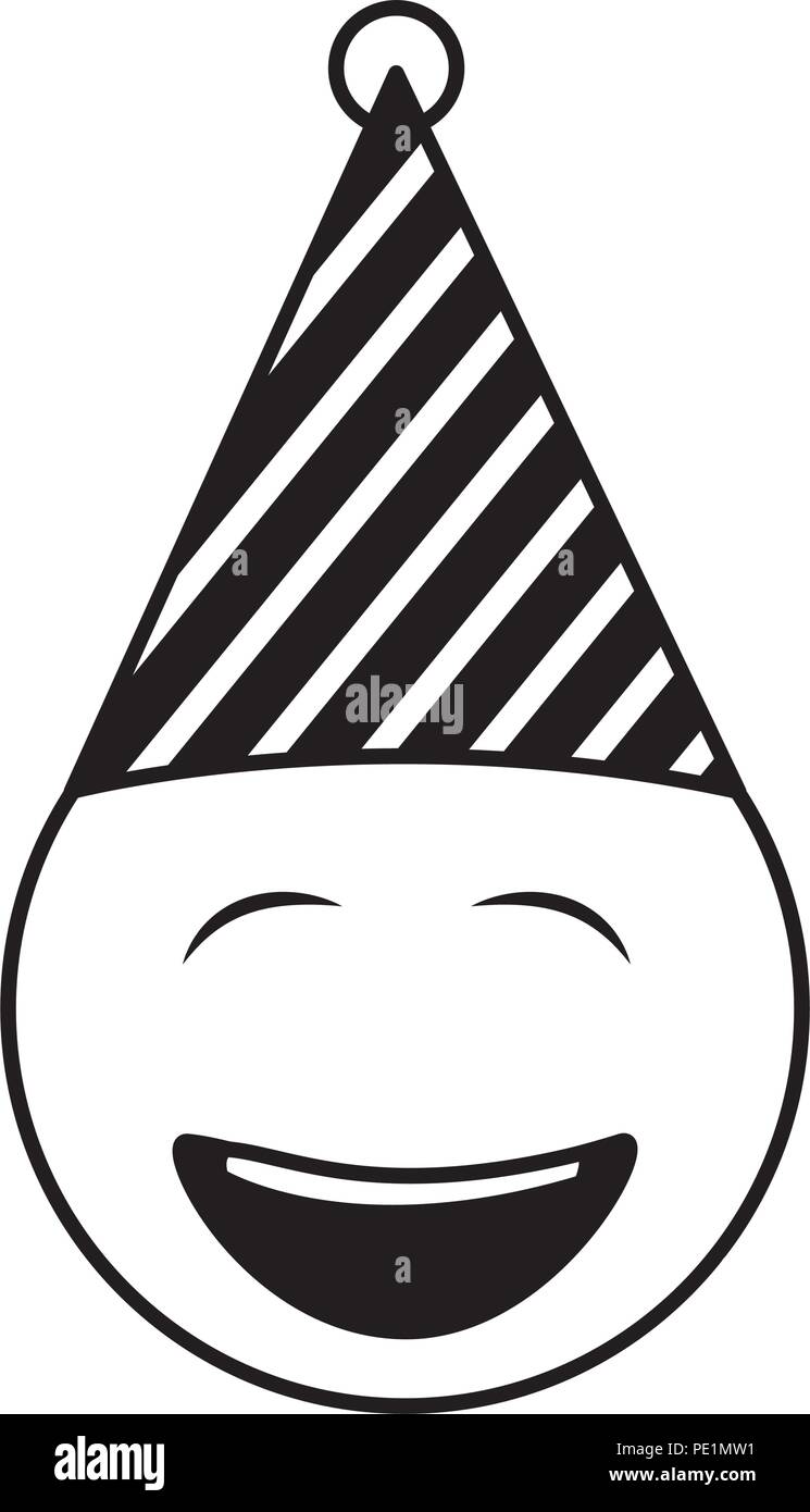 birthday face closed eyes emoji party hat vector illustration Stock ...