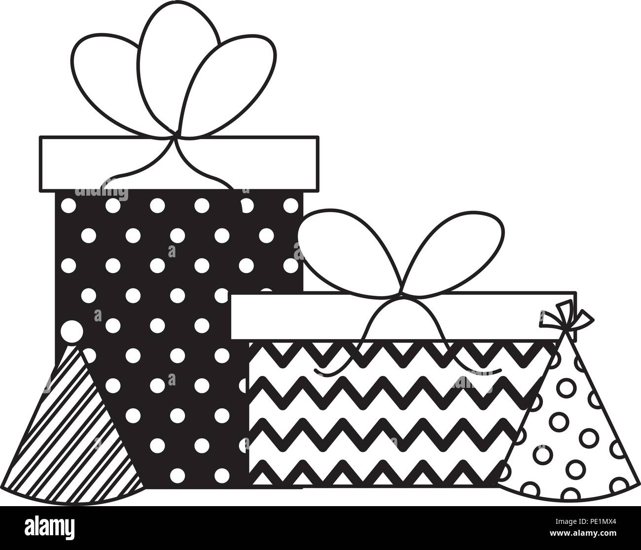 birthday gift boxes and party hats celebration Stock Vector Image & Art ...