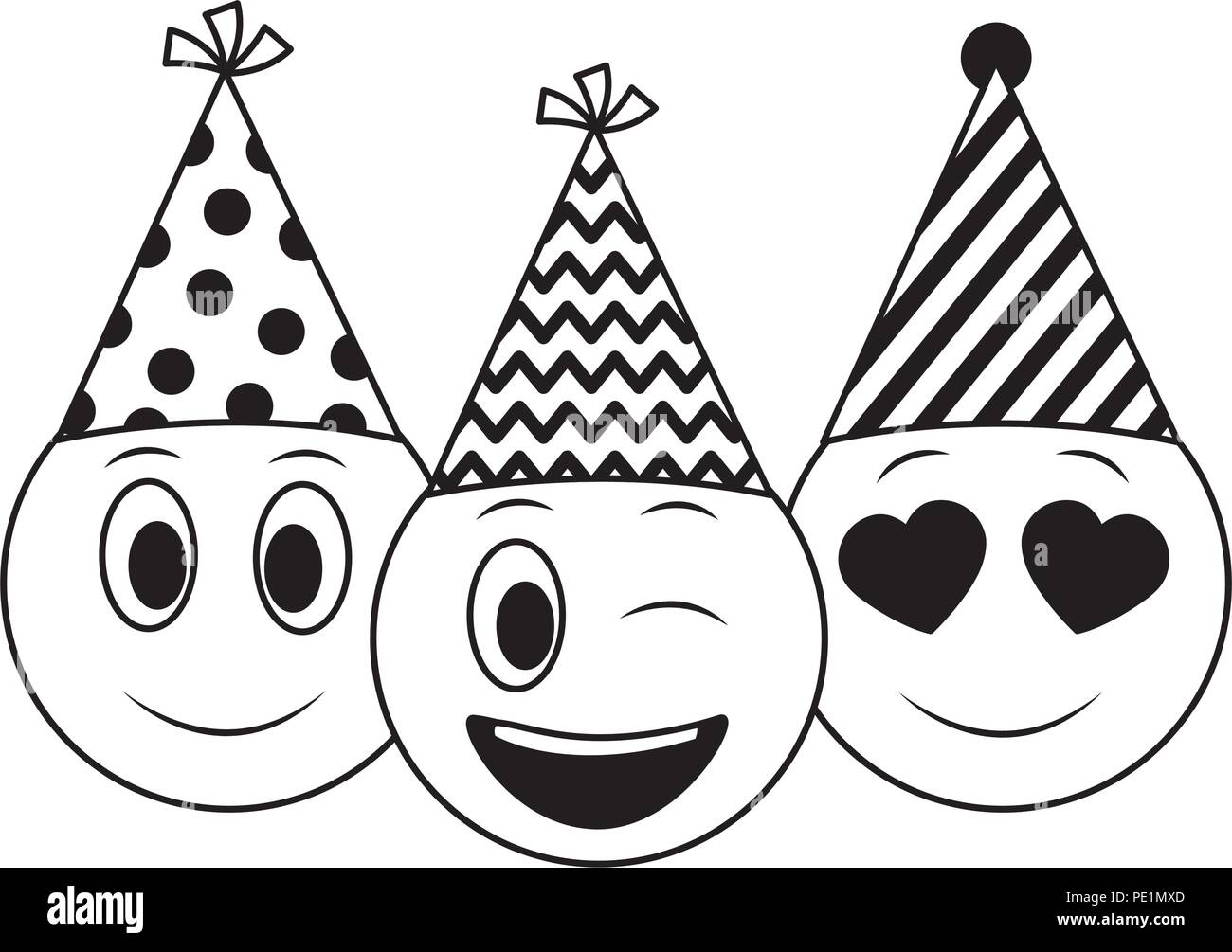 birthday face emojis celebrating with party hat Stock Vector Image ...