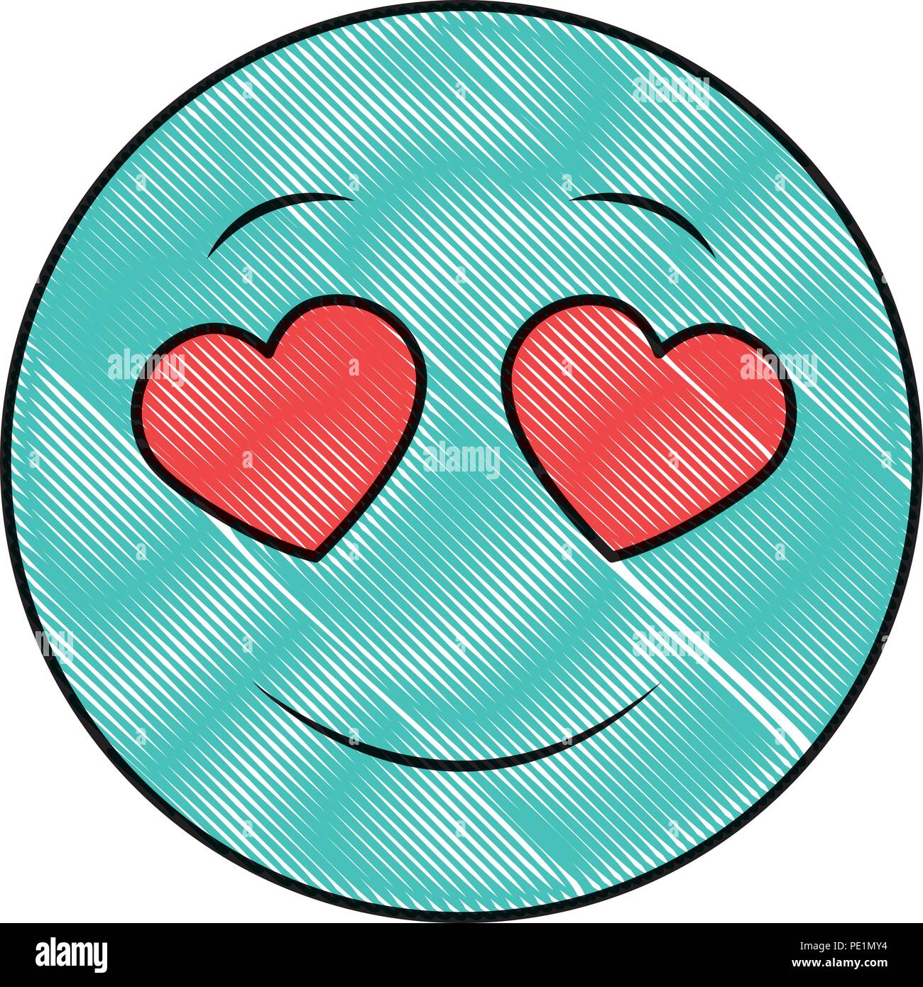 smiley big emoticon feeling in love drawing color image Stock Vector ...
