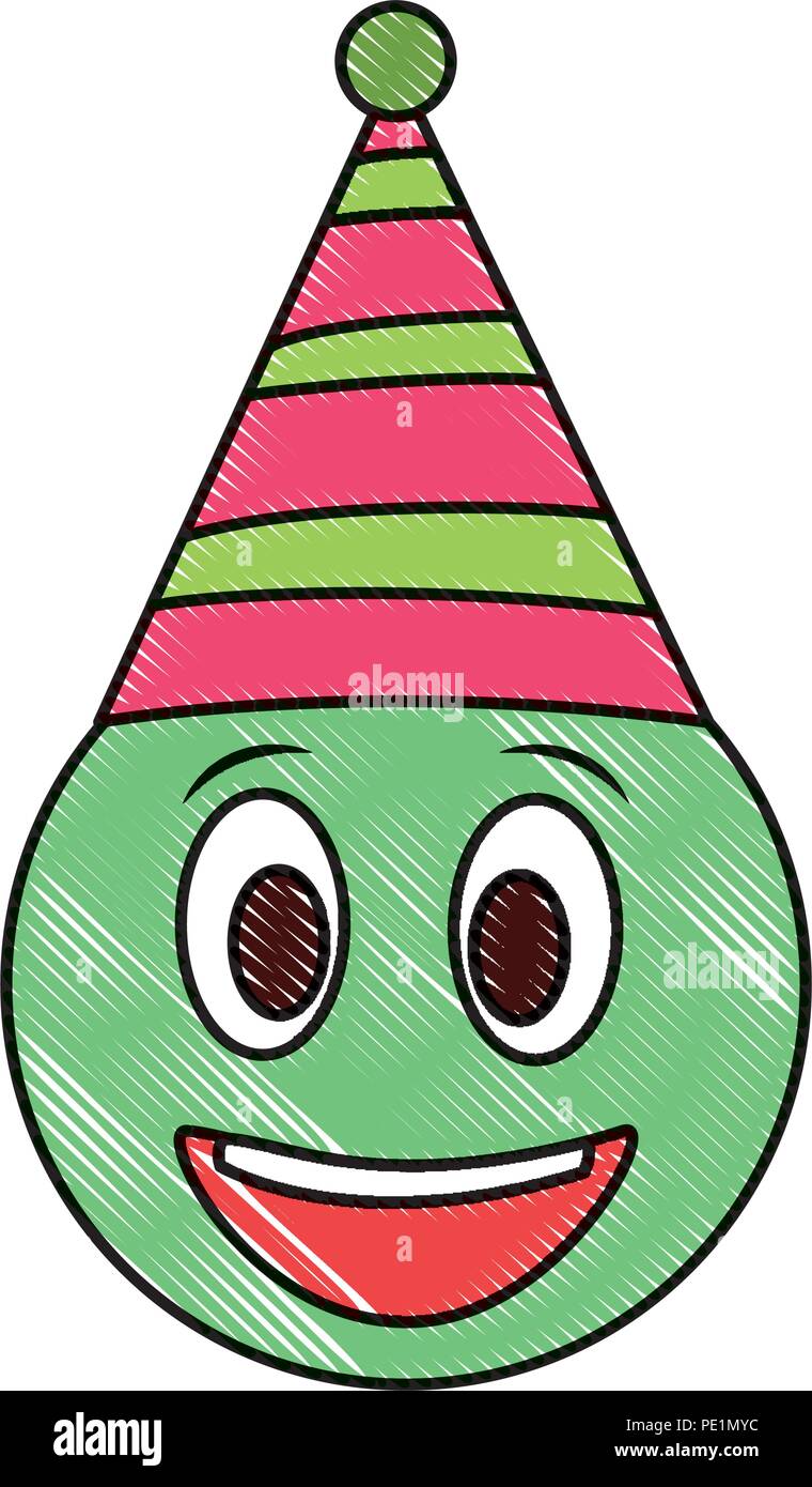 birthday happy face emoji party hat drawing Stock Vector Image & Art ...