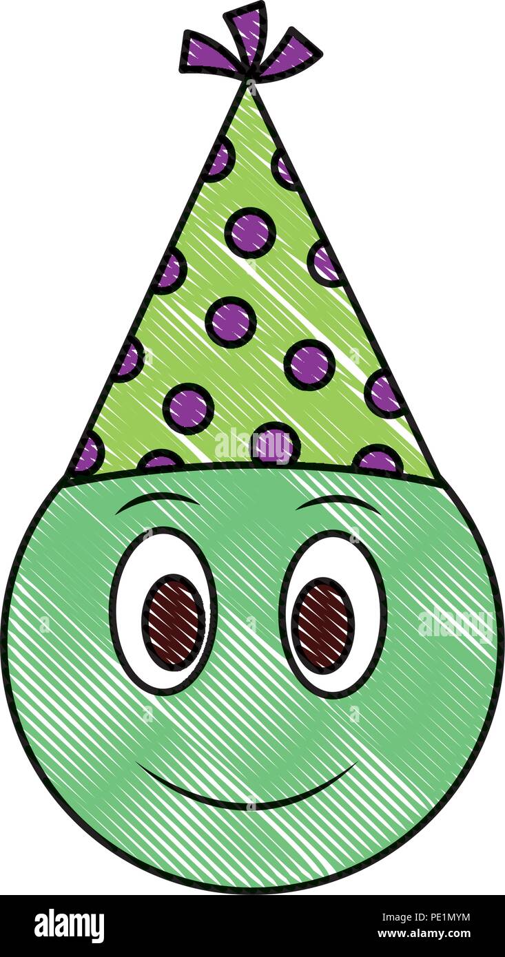 birthday face emoji party hat drawing drawing design Stock Vector Image ...