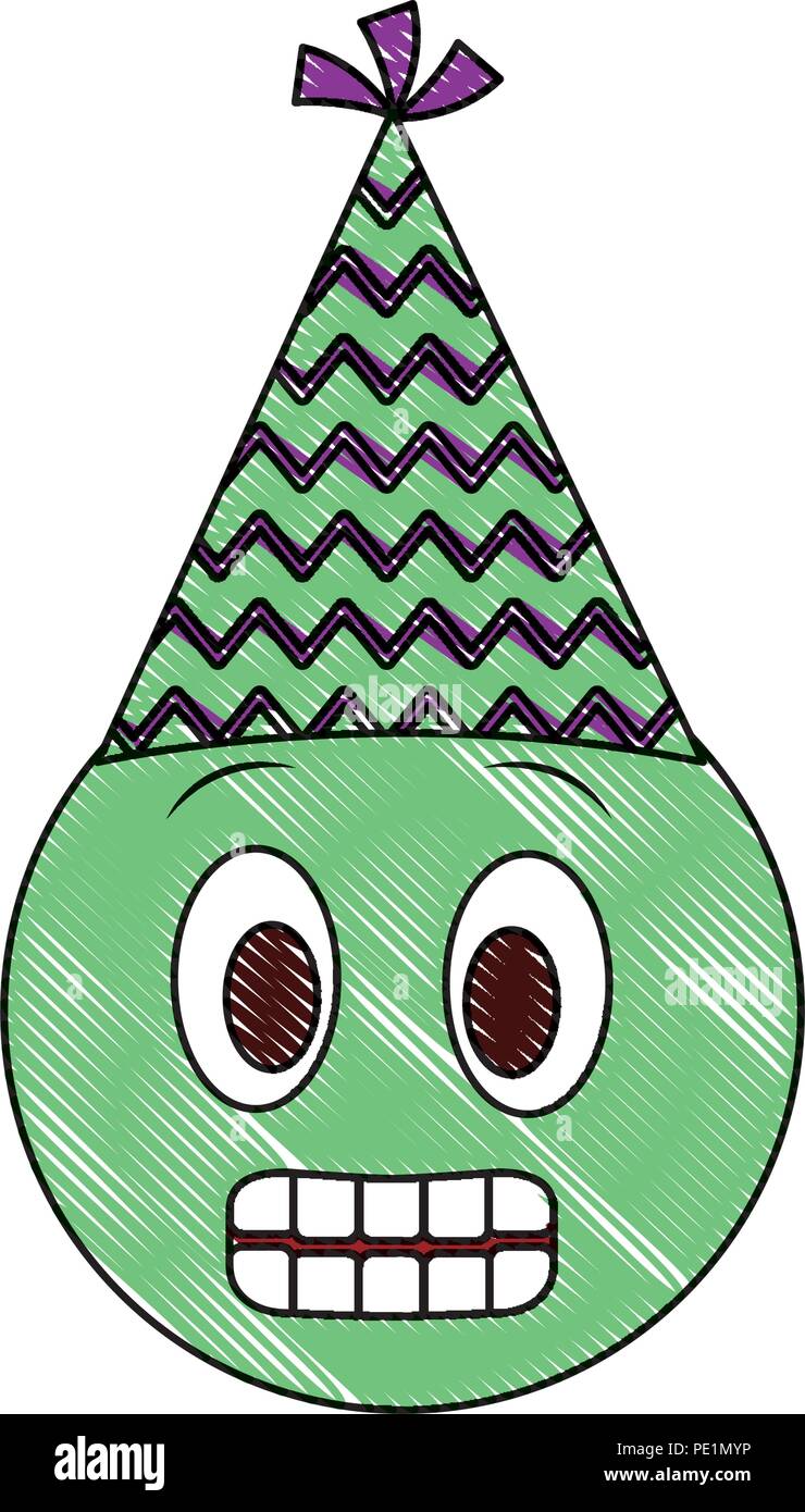 birthday emoji grinning face party hat drawing Stock Vector Image & Art ...
