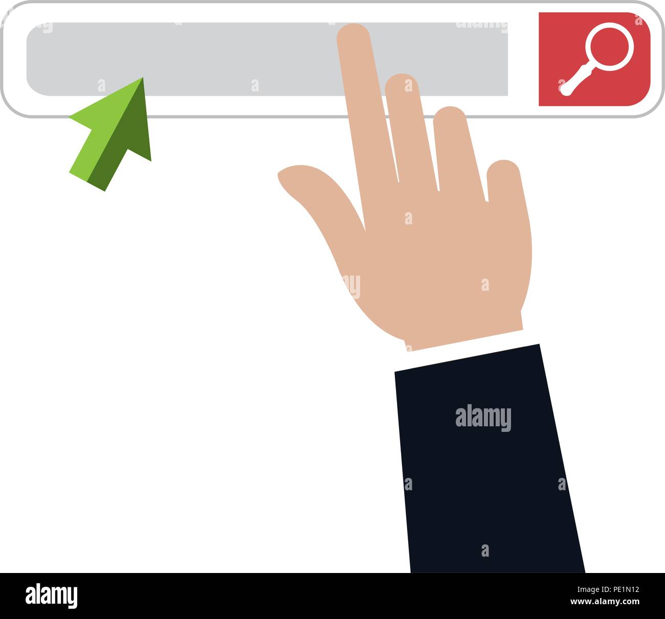 hand with search bar browser interface Stock Vector Image & Art - Alamy
