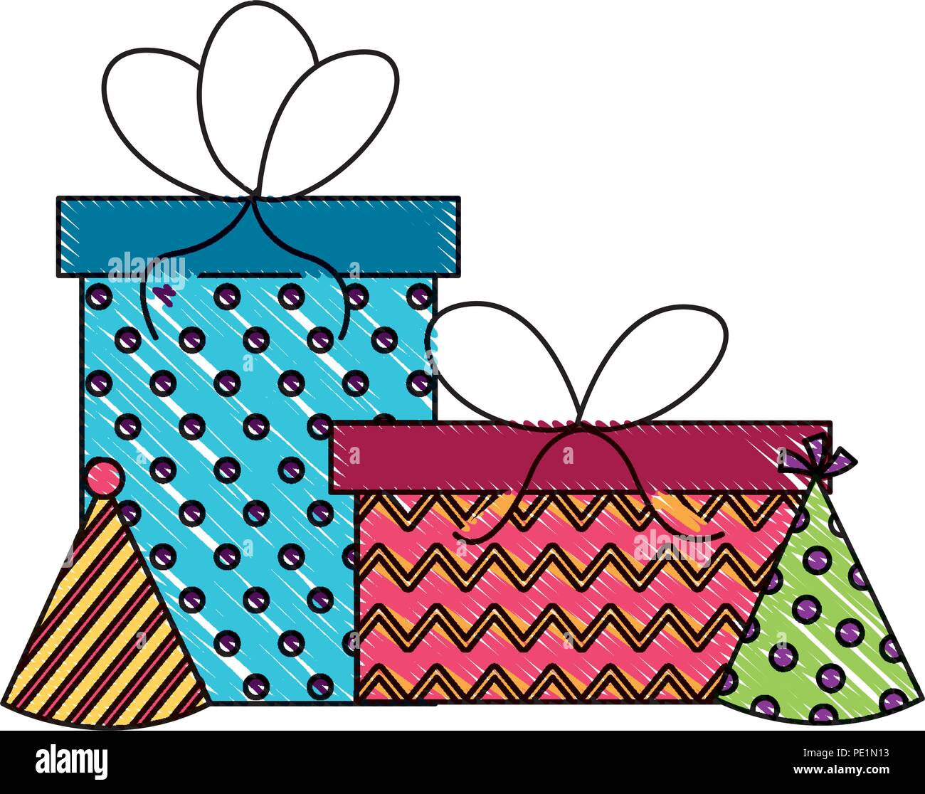 Hats gift boxes background Stock Vector Images - Alamy