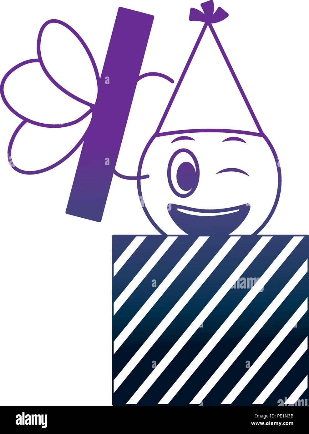 birthday face emoticon in gift box celebration neon design Stock Vector ...