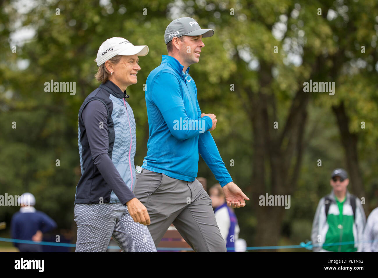 Great Britain's Catriona Matthew and playing partner Charlie Ford walk ...