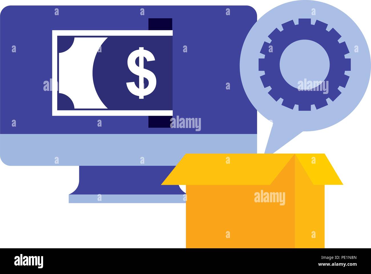 computer monitor with bill dollar and objects Stock Vector Image & Art ...