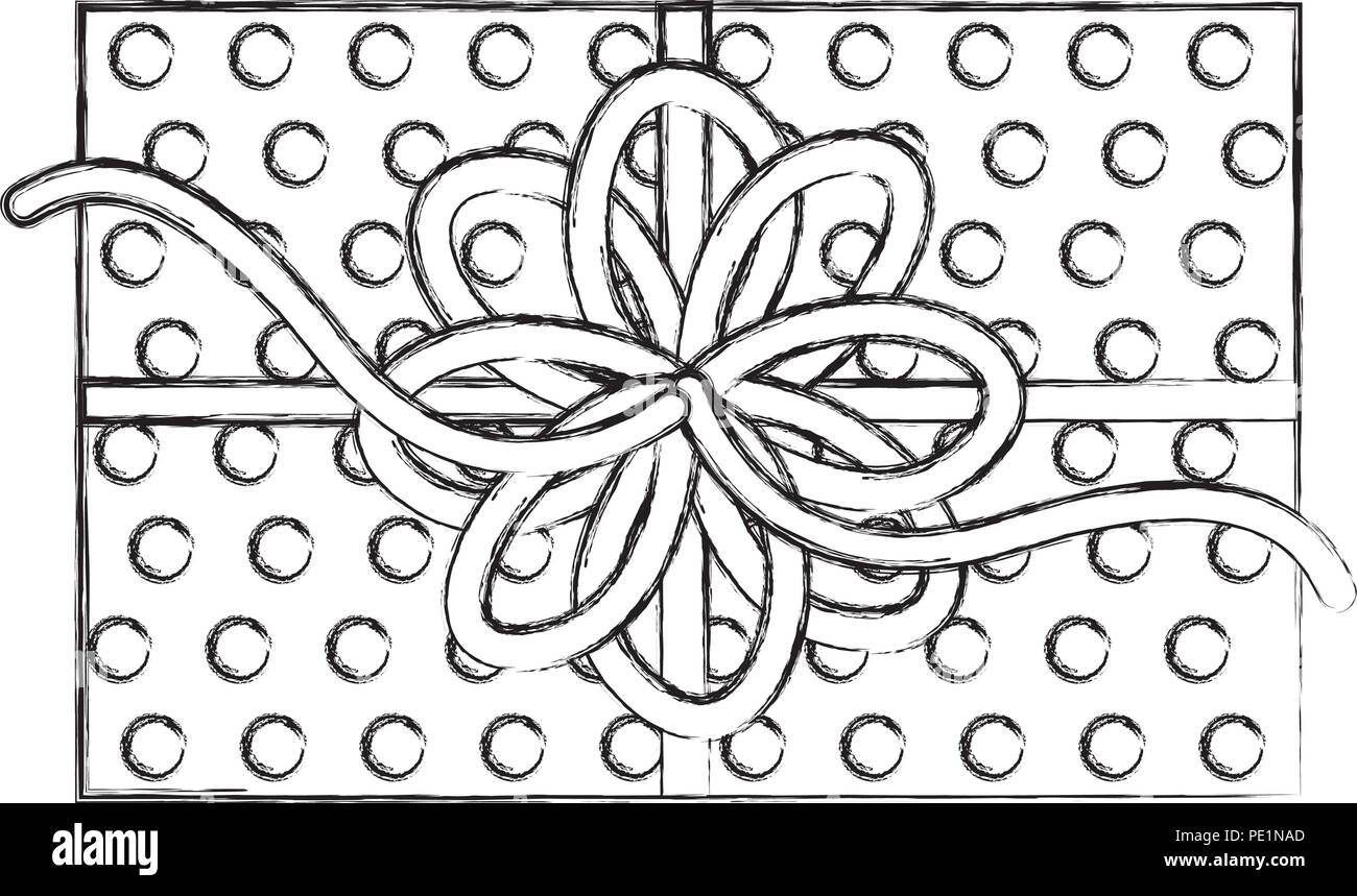 top view birthday gift box bow decoration hand drawing design Stock ...