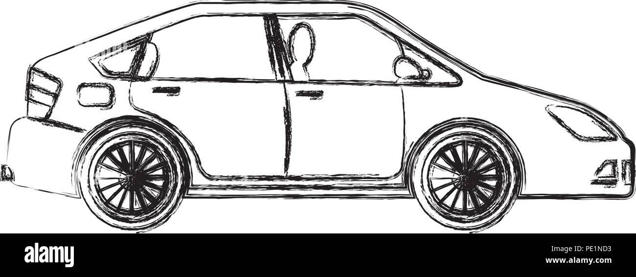 car vehicle sedan automobile transport hand drawing design Stock Vector ...