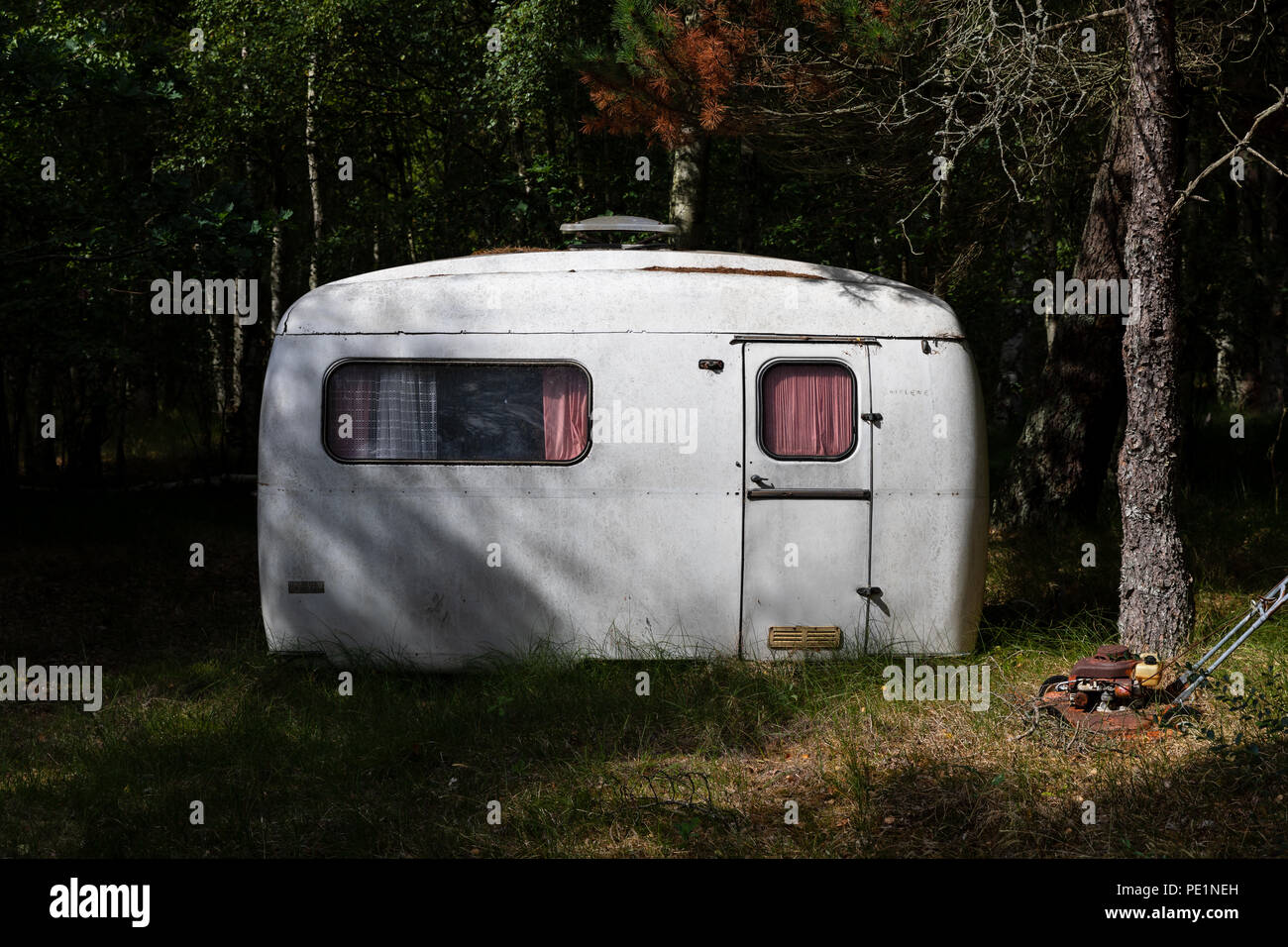 Old abandoned caravan in forest; Læsø, Denmark Stock Photo - Alamy