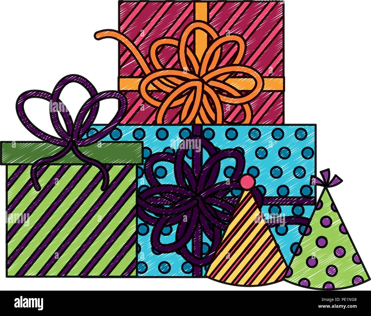 Hats gift boxes background Stock Vector Images - Alamy
